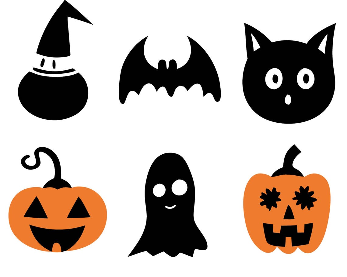 Printable Halloween Sticker Sheet 24 Pieces PDF and PNG Individual ...