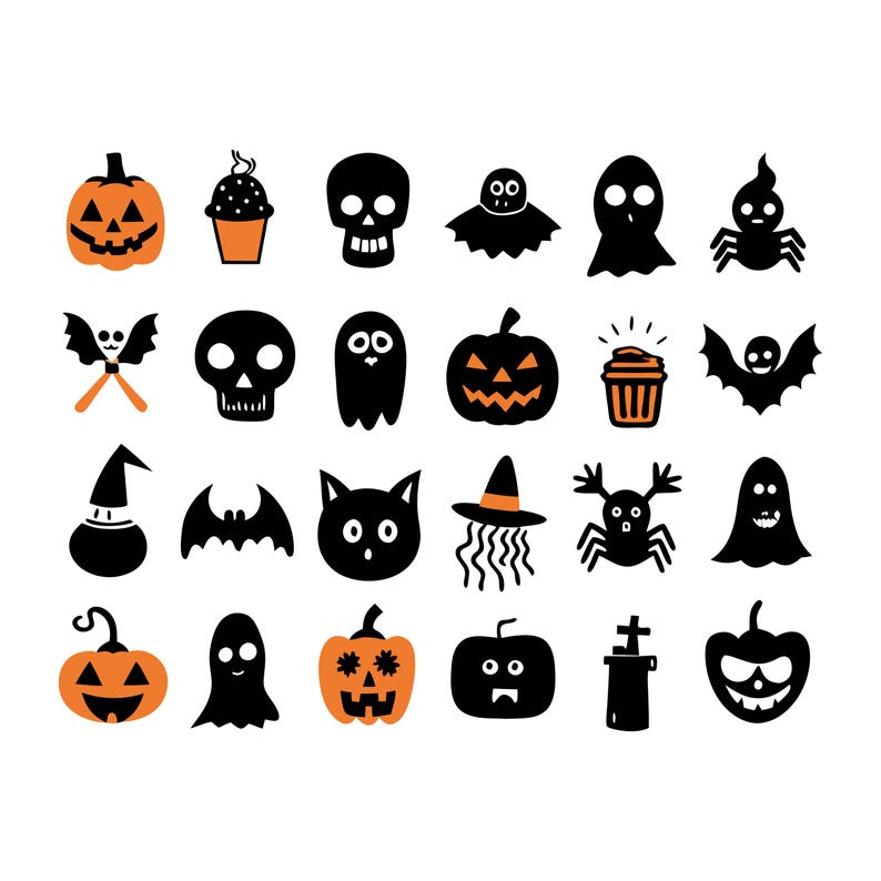 Printable Halloween Sticker Sheet 24 Pieces PDF and PNG Individual ...