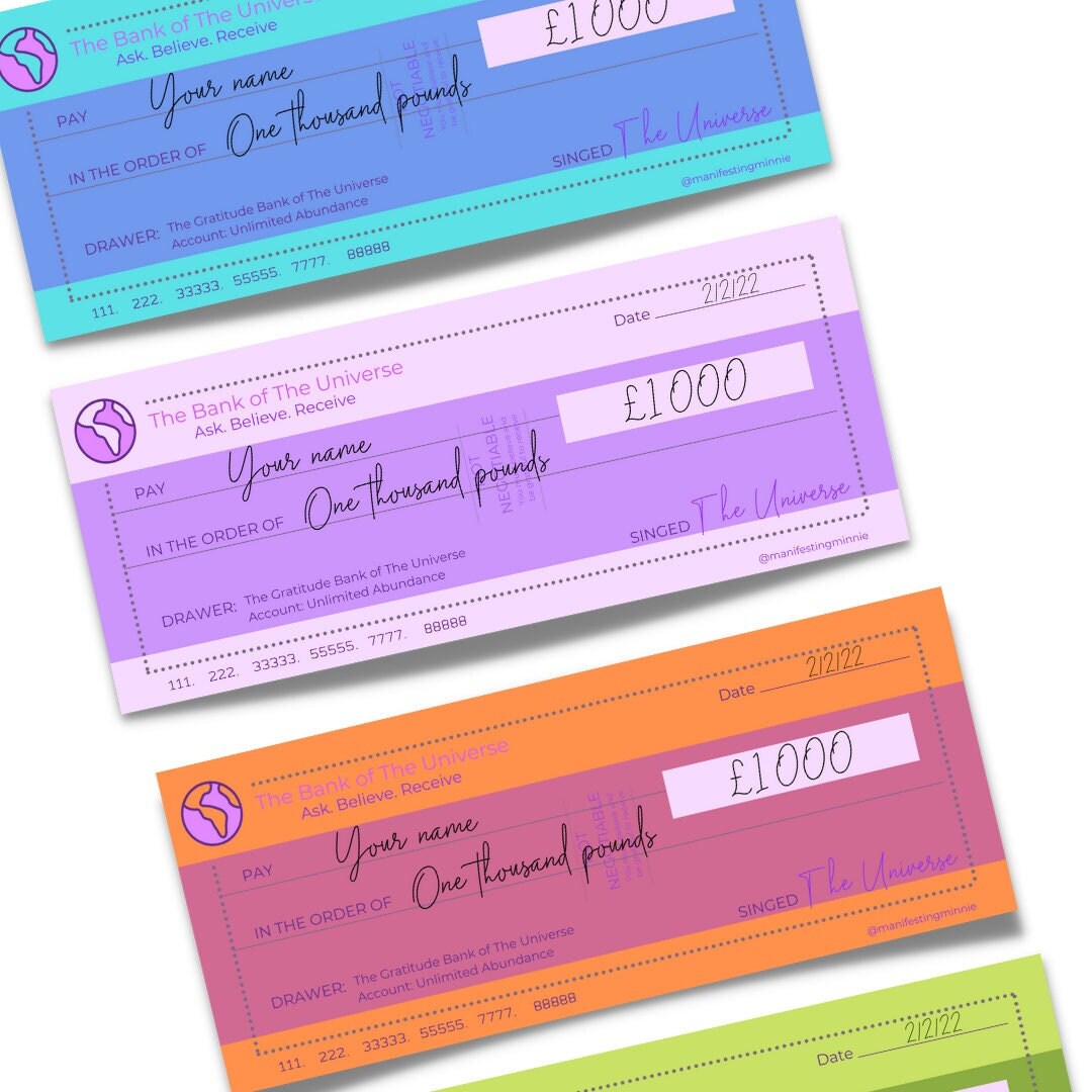 Manifest Magic Cheque Printable Cheque Law of Attraction Manifesting ...