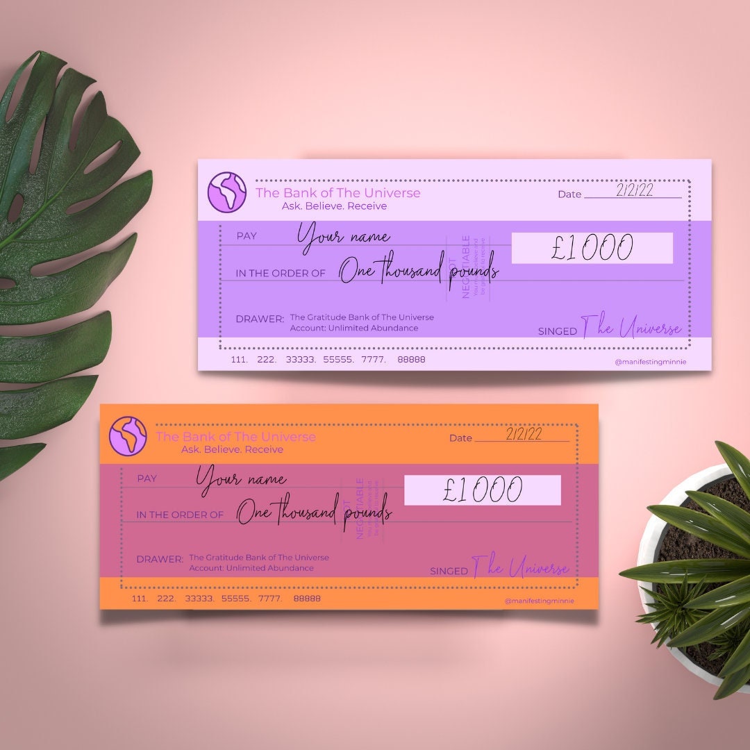 Manifest Magic Cheque - Printable Cheque - Law of Attraction ...