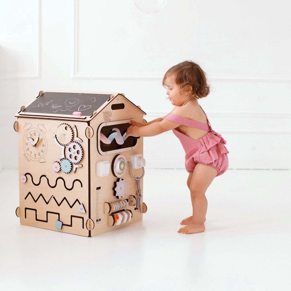 Busy board baby. Sensory cube. Wooden play house. Montessori baby toys. Christmas gift