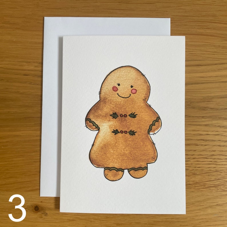 Gingerbread Man Woman Couple Christmas Card Blank Inside Watercolour ...