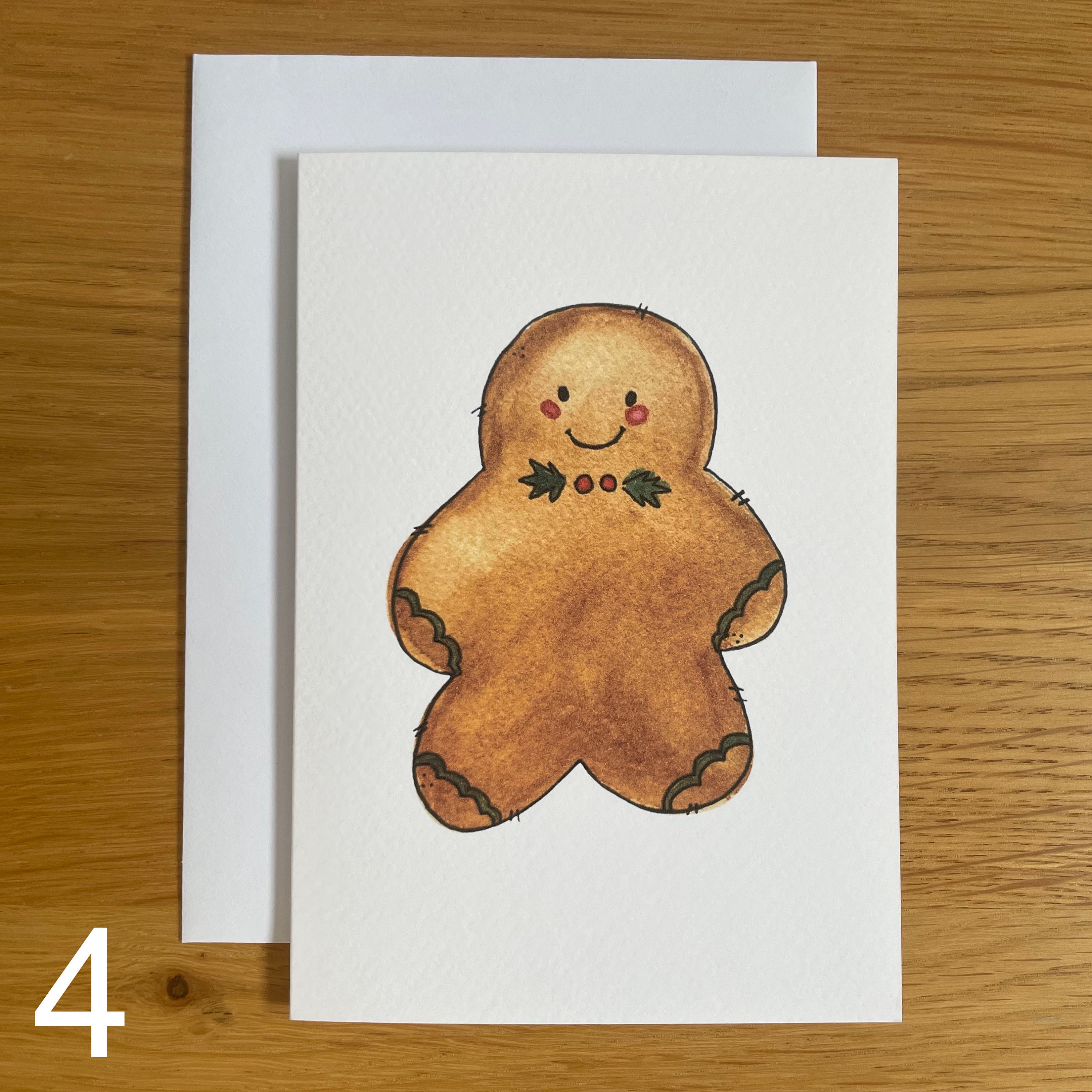 Gingerbread Man Woman Couple Christmas Card Blank Inside Watercolour ...