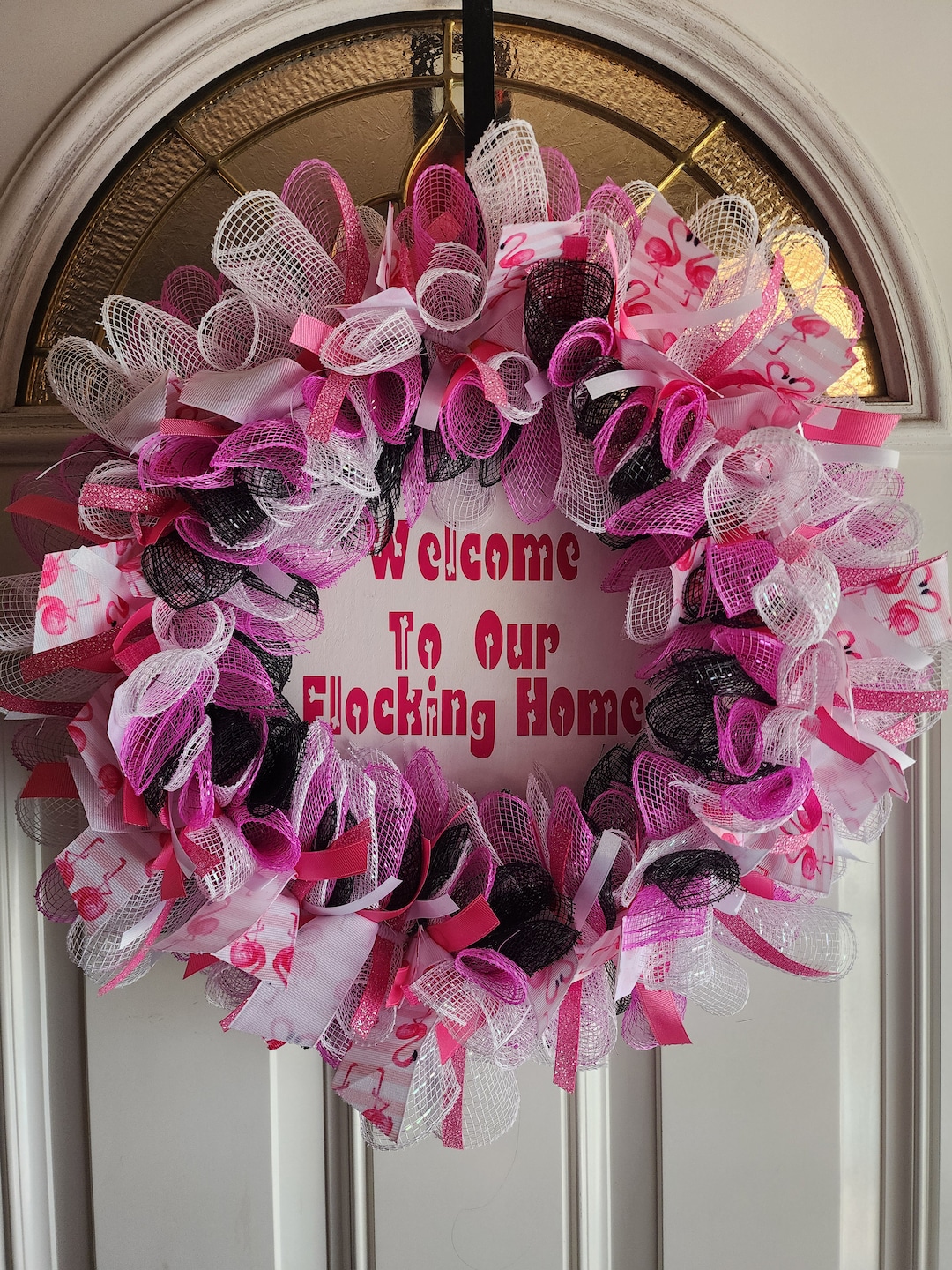 Flamingo Wreath, Welcome Flamingo Wreath, Welcome to Our Flocking Home ...