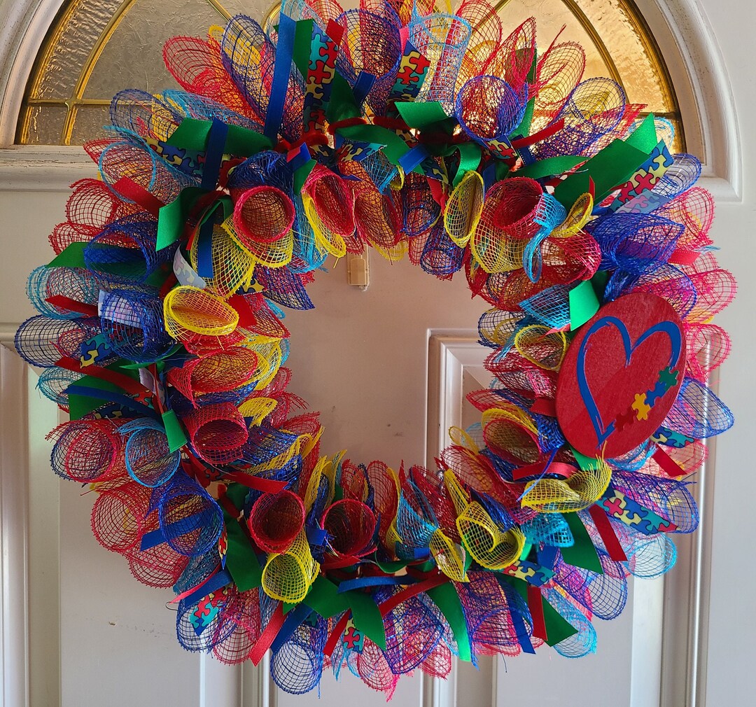 Autism Awareness Wreath, Autism Wreath - Etsy