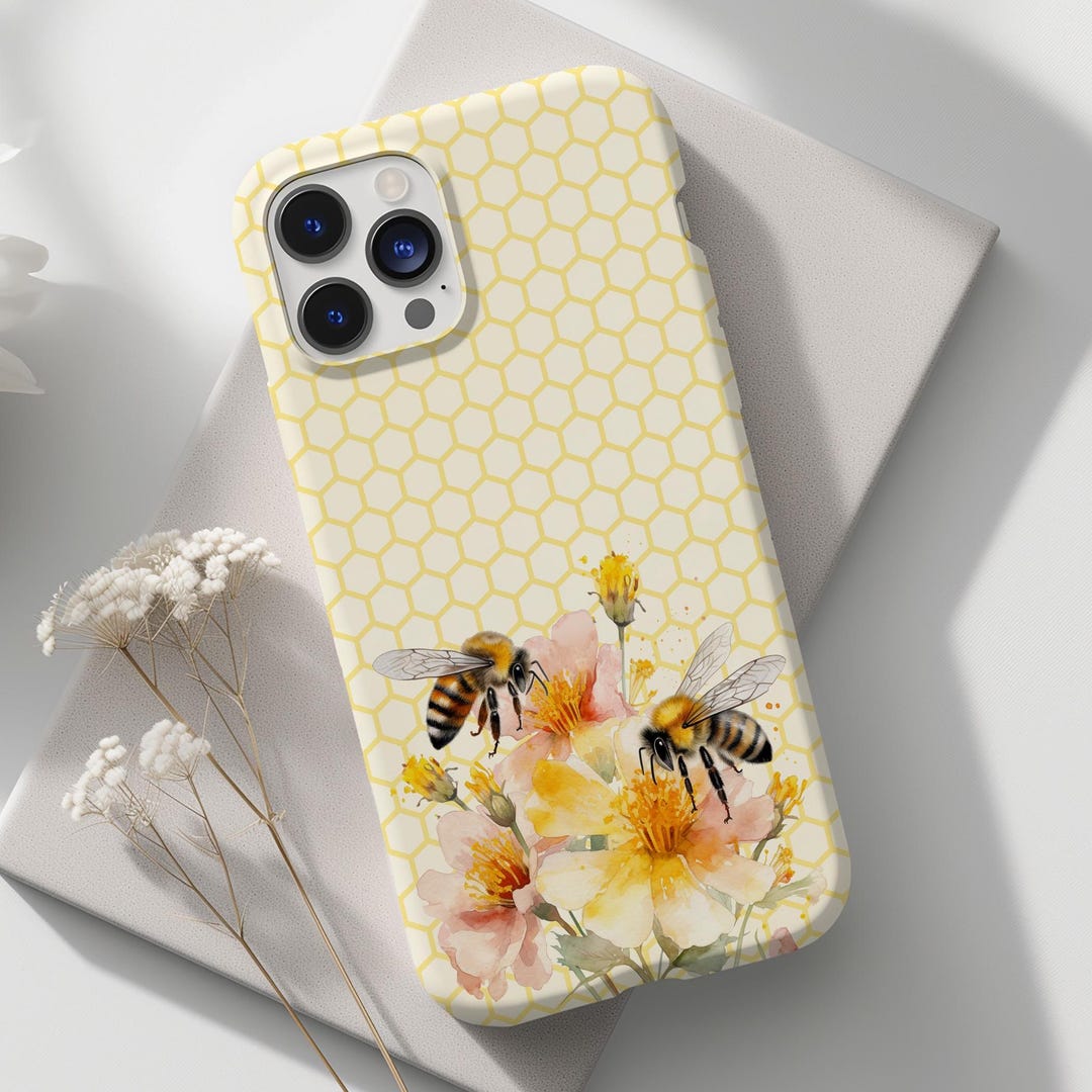 Honey Bee iPhone 16 Case, Honeycomb Phone Case Cover, iPhone 15 14 13 ...