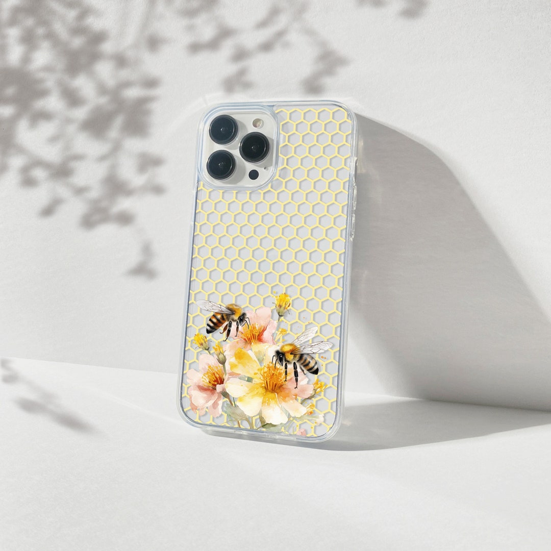 Bee iPhone 16 Case, Honeycomb Phone Case Cover, Clear Bee Case iPhone ...