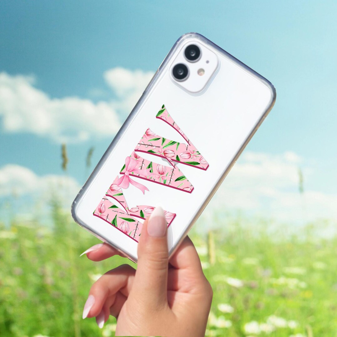 Initials Phone Case, Clear iPhone 16 Pro Case, Pink Bow Personalized ...
