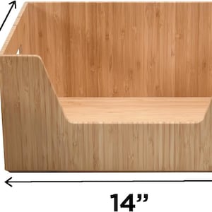 Mobilevision Bamboo Storage Box With Open Front Stackable Bin Organizer ...