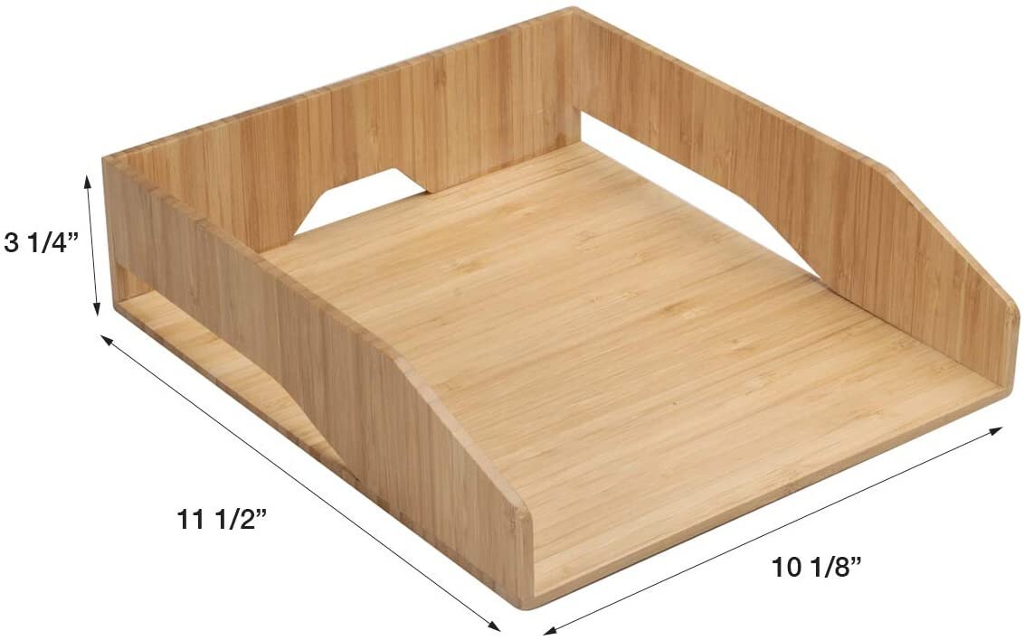 Mobilevision 2 Pack Stackable Bamboo Paper Tray Office Organizer for ...