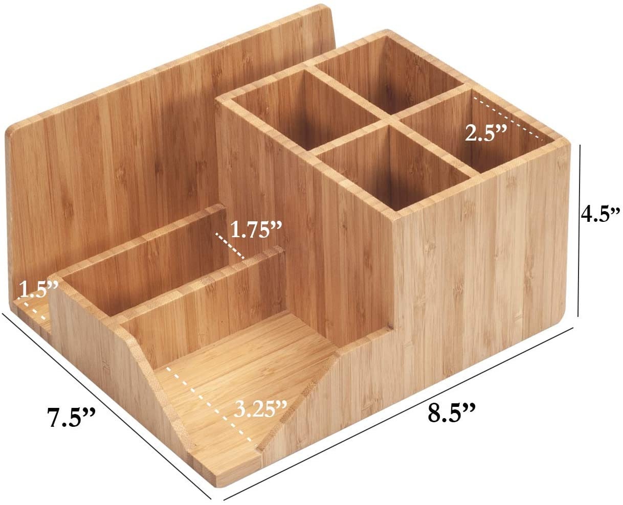 Mobilevision Bamboo Multi-function Desktop Organizer; Store Stationary ...