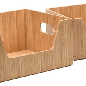 Mobilevision Bamboo Storage Box With Open Front Stackable Bin Organizer ...