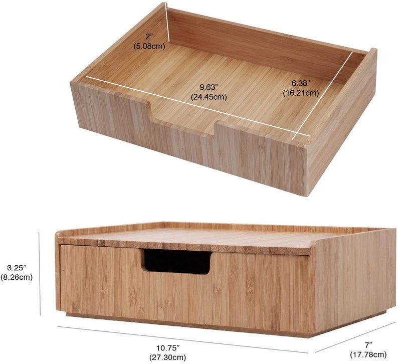 Mobilevision Bamboo Drawer, Stackable Storage Solution for Office ...