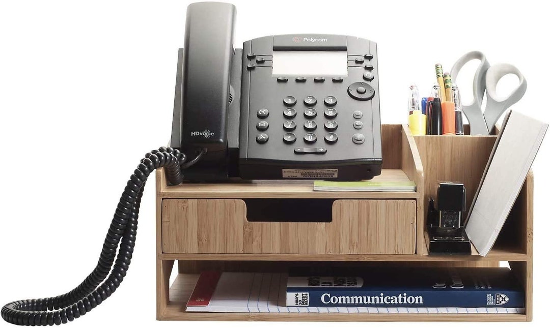 Mobilevision Bamboo Telephone Stand W/ Drawer Paper Tray & Pencil ...