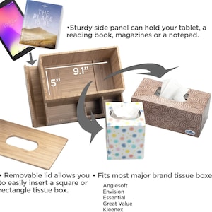 Mobilevision Bamboo Tissue Box Holder & Tablet Stand Organizer for ...