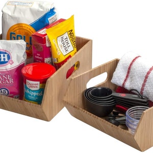 Mobilevision XL Bamboo Storage Bins for Pantry & Kitchen Cabinet ...