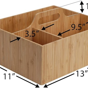 Mobilevision Bamboo Multi-purpose Caddy With Handle, 3 Sections, Sturdy ...