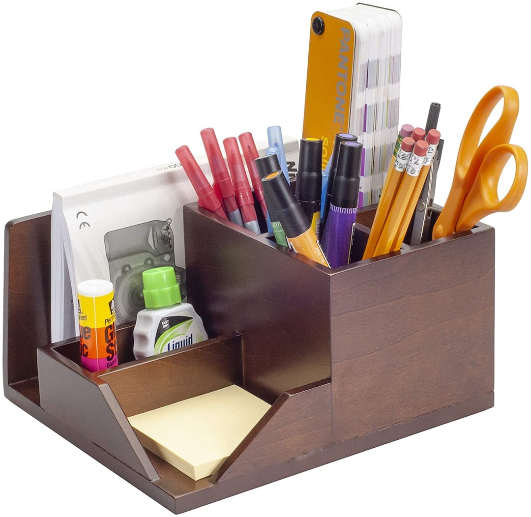 Mobilevision Wood Multi-function Desktop Organizer; Store Stationary ...