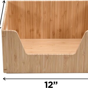 Mobilevision Bamboo Storage Box With Open Front Stackable Bin Organizer ...