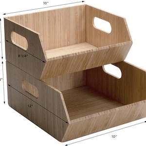 Mobilevision XL Bamboo Storage Bins for Pantry & Kitchen Cabinet ...