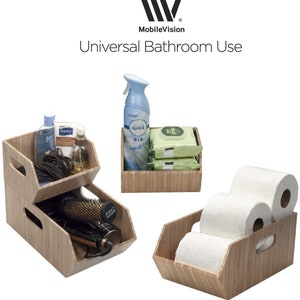 Mobilevision Bamboo Storage Bins for Pantry & Kitchen Cabinet Organizer ...