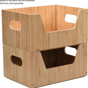 Mobilevision Bamboo Storage Box With Open Front Stackable Bin Organizer ...