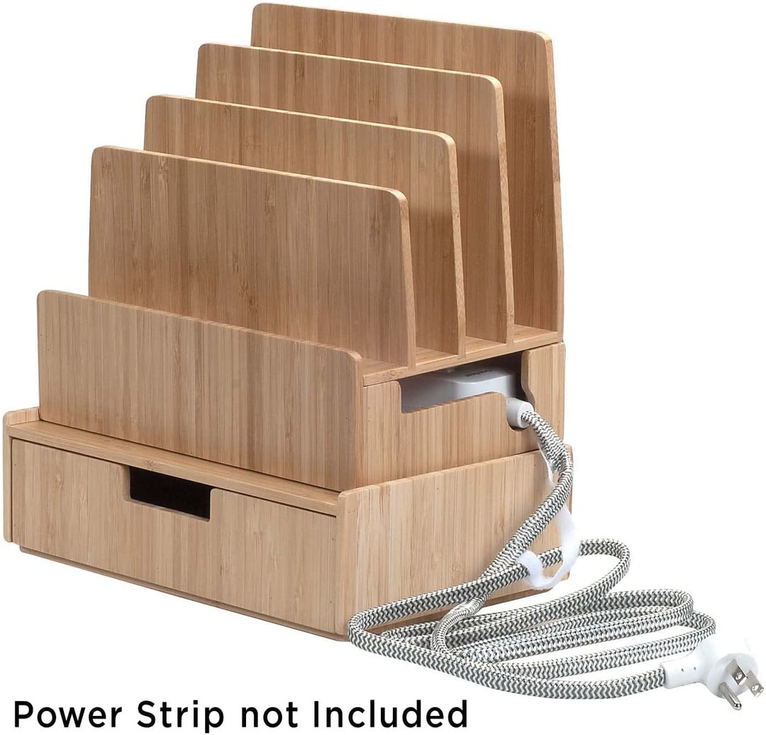 Mobilevision Charging Station Stand Combo With Bamboo Drawer; Extra ...