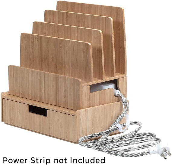 Mobilevision Charging Station Stand Combo With Bamboo Drawer - Etsy