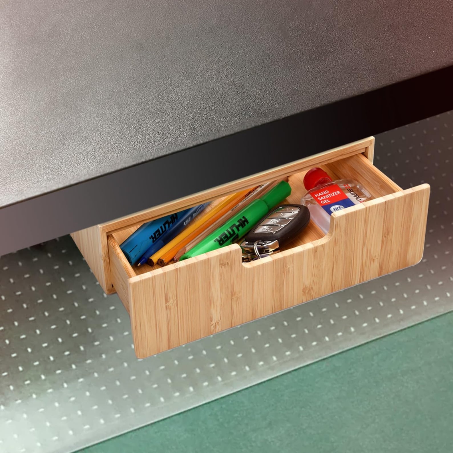 Bamboo Under Desk Drawer: Mountable Office Supply Storage - Etsy