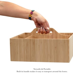 Mobilevision Bamboo Multi-purpose Caddy With Handle, 3 Sections, Sturdy ...