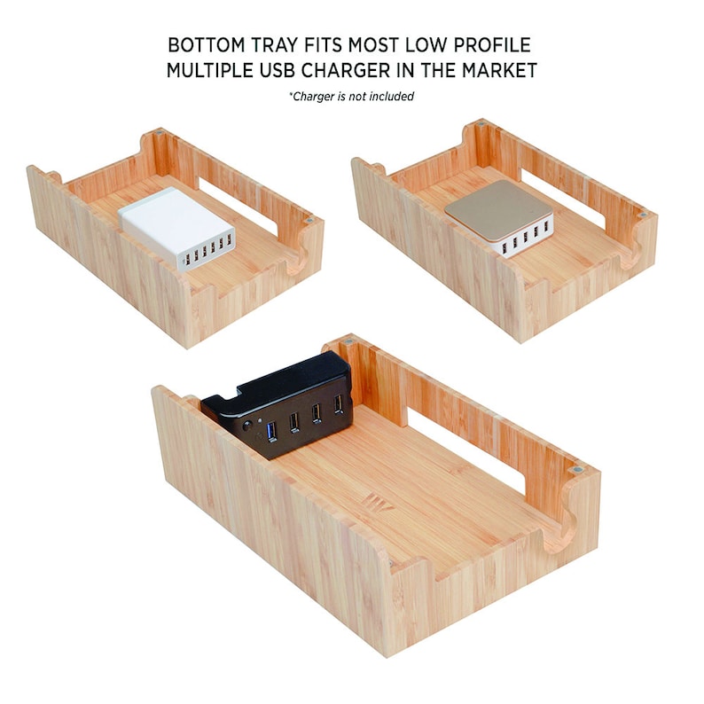 Mobilevision Bamboo Charging Station & Multi Device Organizer Slim ...