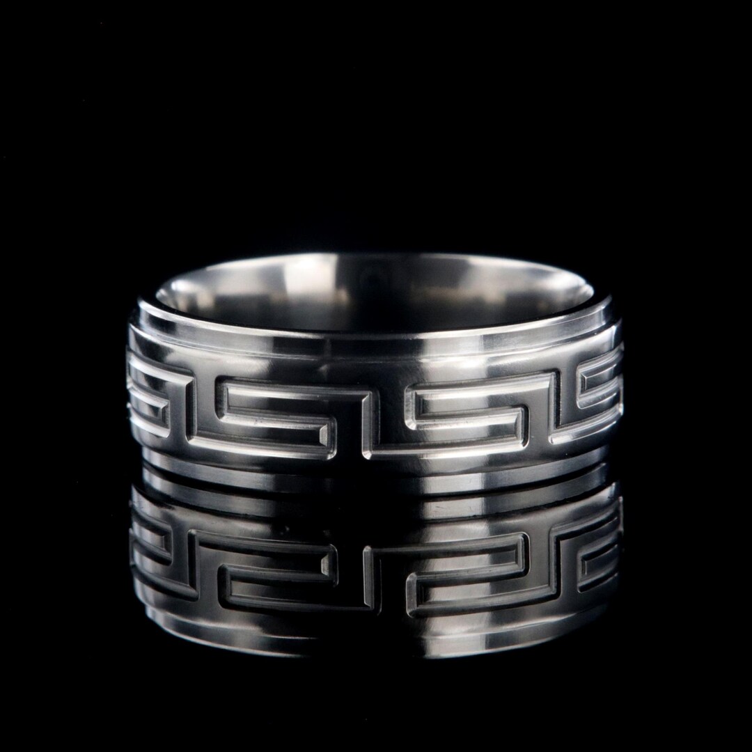 Hermes Legacy - 8mm Custom Made Mens Ring With Greek Key Design ...