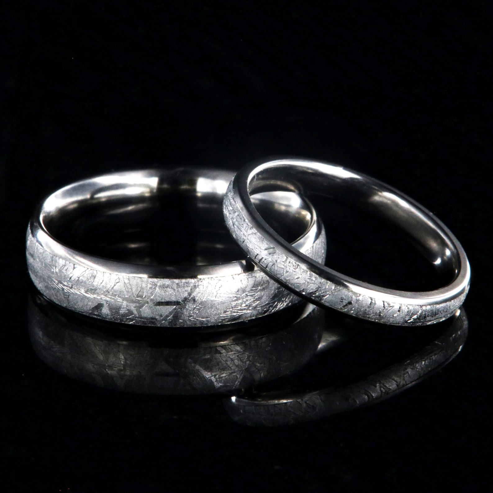 The Twin Comets Meteorite Wedding Ring Set Meteorite Wedding - Etsy