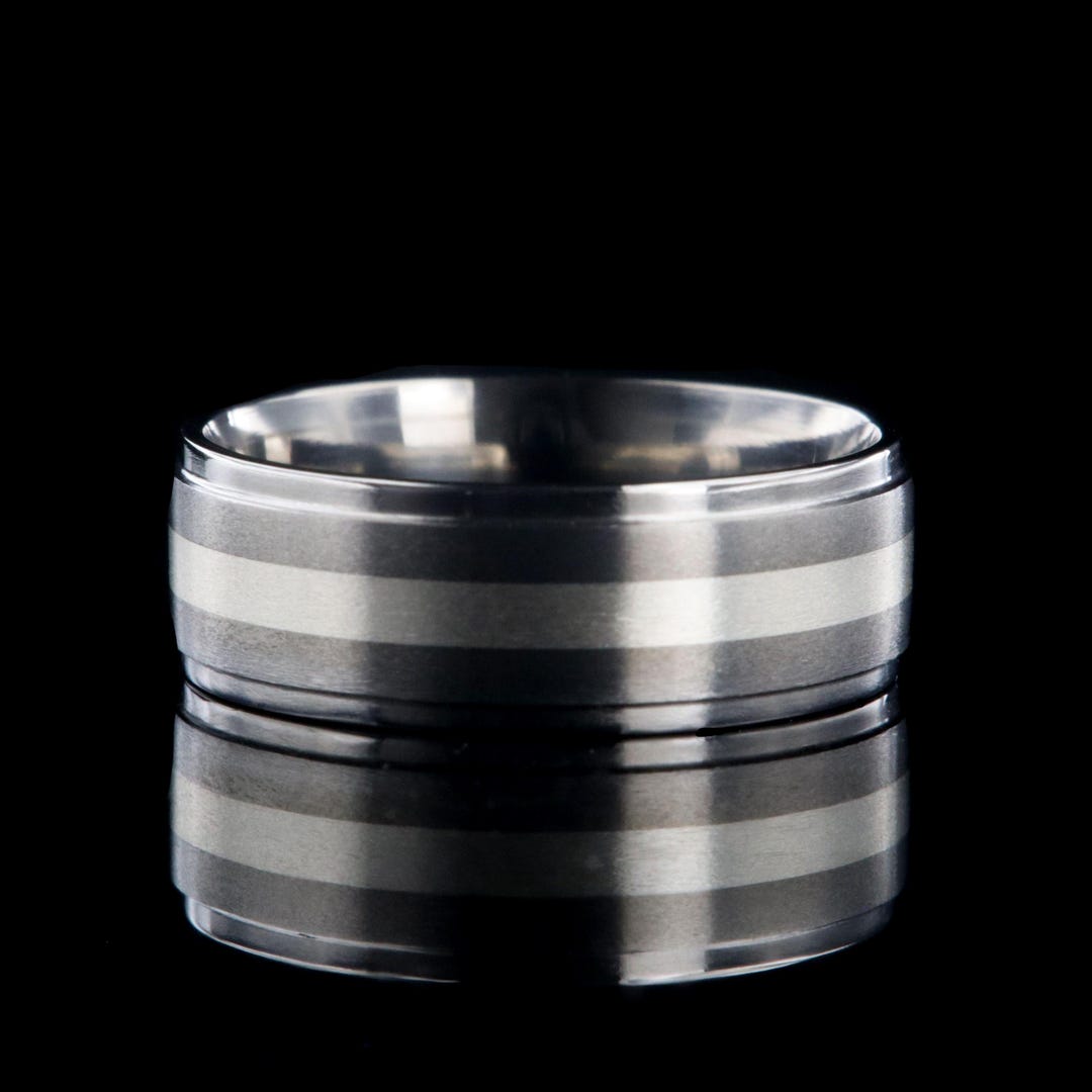 The Silver Apex - 9mm Titanium Ring With Sterling Silver Inlay - Custom ...