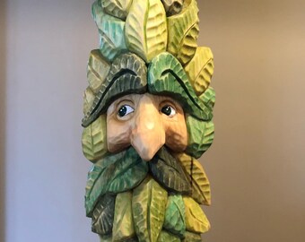 Greenman Hand Carved Autumn Basswood - Etsy