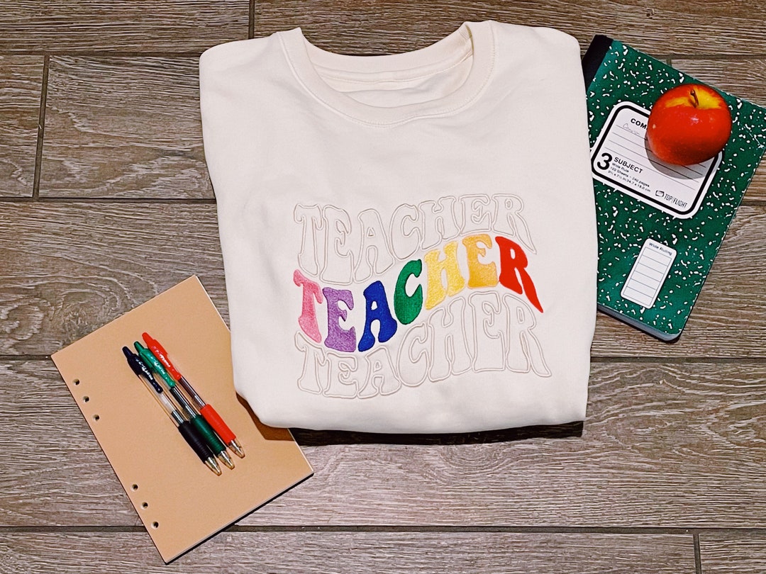 Retro School Teacher Embroidered Sweatshirt | Premium Heavyweight ...