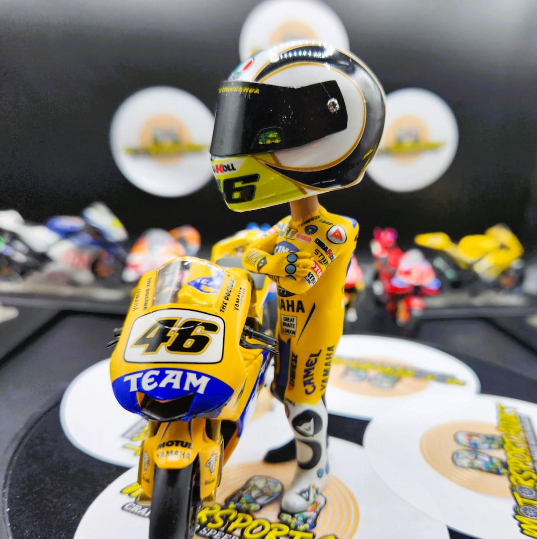 Handmade Moto-gp Rider Figure With Bike - Artwork Biker Gift Xmas ...