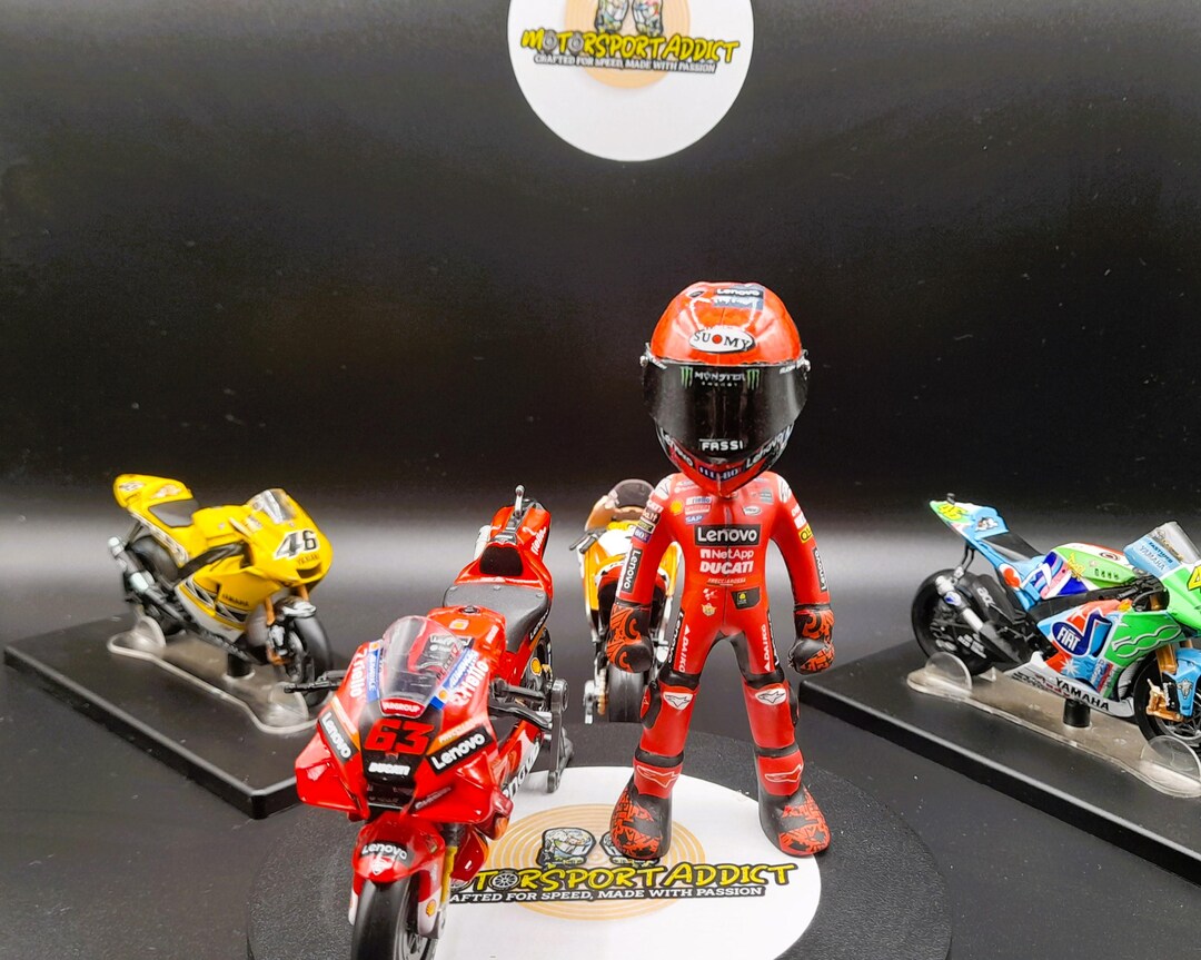 Peco Handmade Moto-gp Rider Figure With Bike - Artwork Biker Gift - Etsy