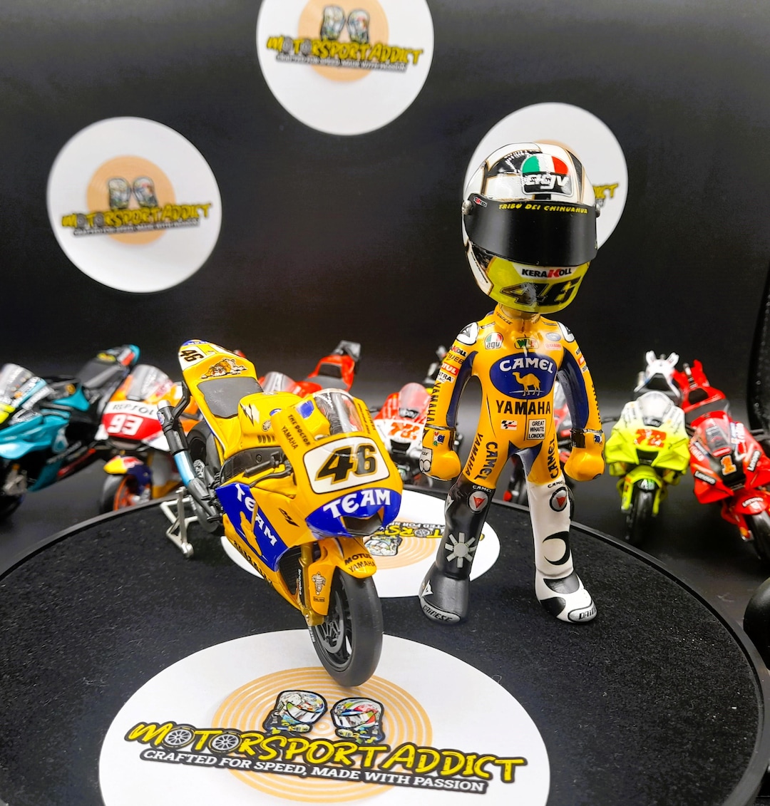 Handmade Moto-gp Rider Figure With Bike - Artwork Biker Gift Xmas ...