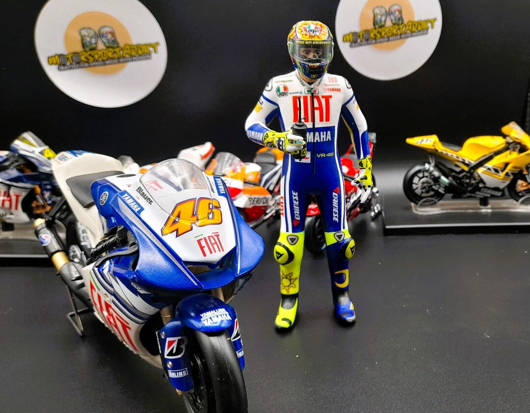 Large Handmade Moto-gp Rider Figure With Bike 1:12 - Artwork Biker Gift ...