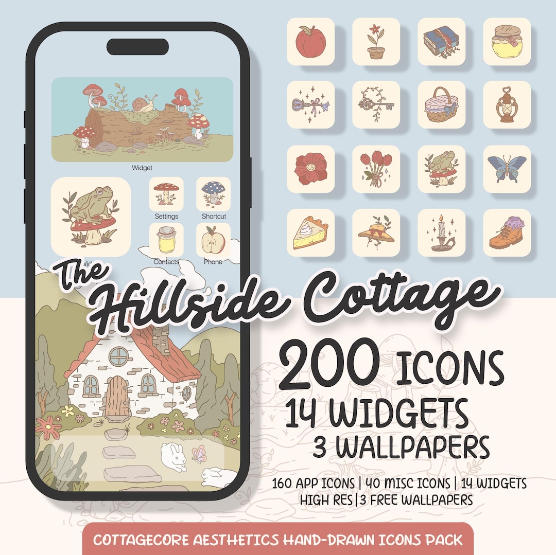 Cottagecore Aesthetic Icons the Hillside Cottage App Icons, Wallpapers ...