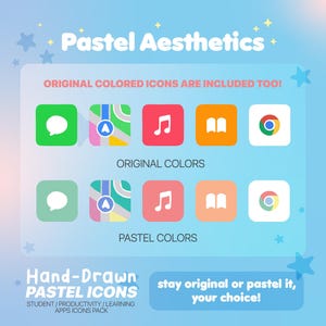 Hand-drawn Pastel Icons - Aesthetic Study and Productivity App Icons ...