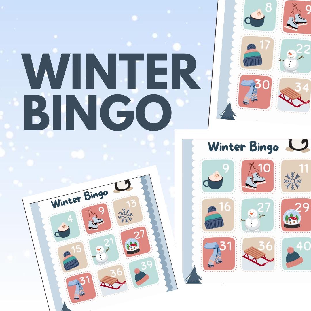 Winter Bingo Game - 40 Printable Bingo Cards for Christmas & Holiday ...