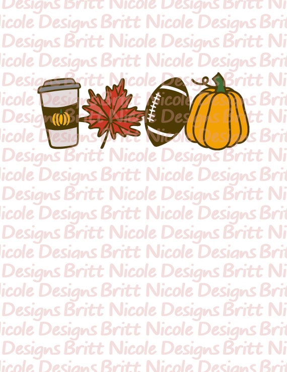 Fall PNG File Coffee Football Leaves Pumpkins - Etsy