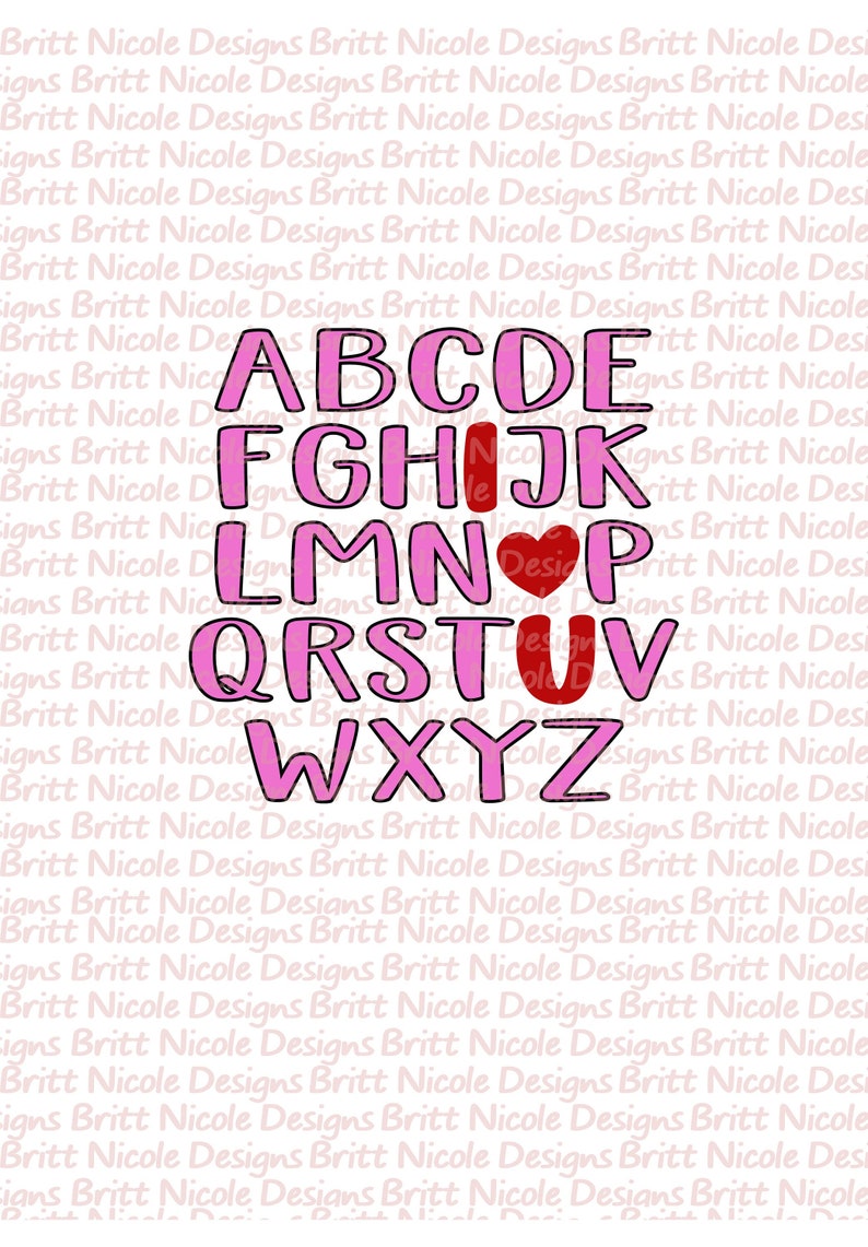 I LOVE YOU, Alphabet Png File, Instant Download - Etsy