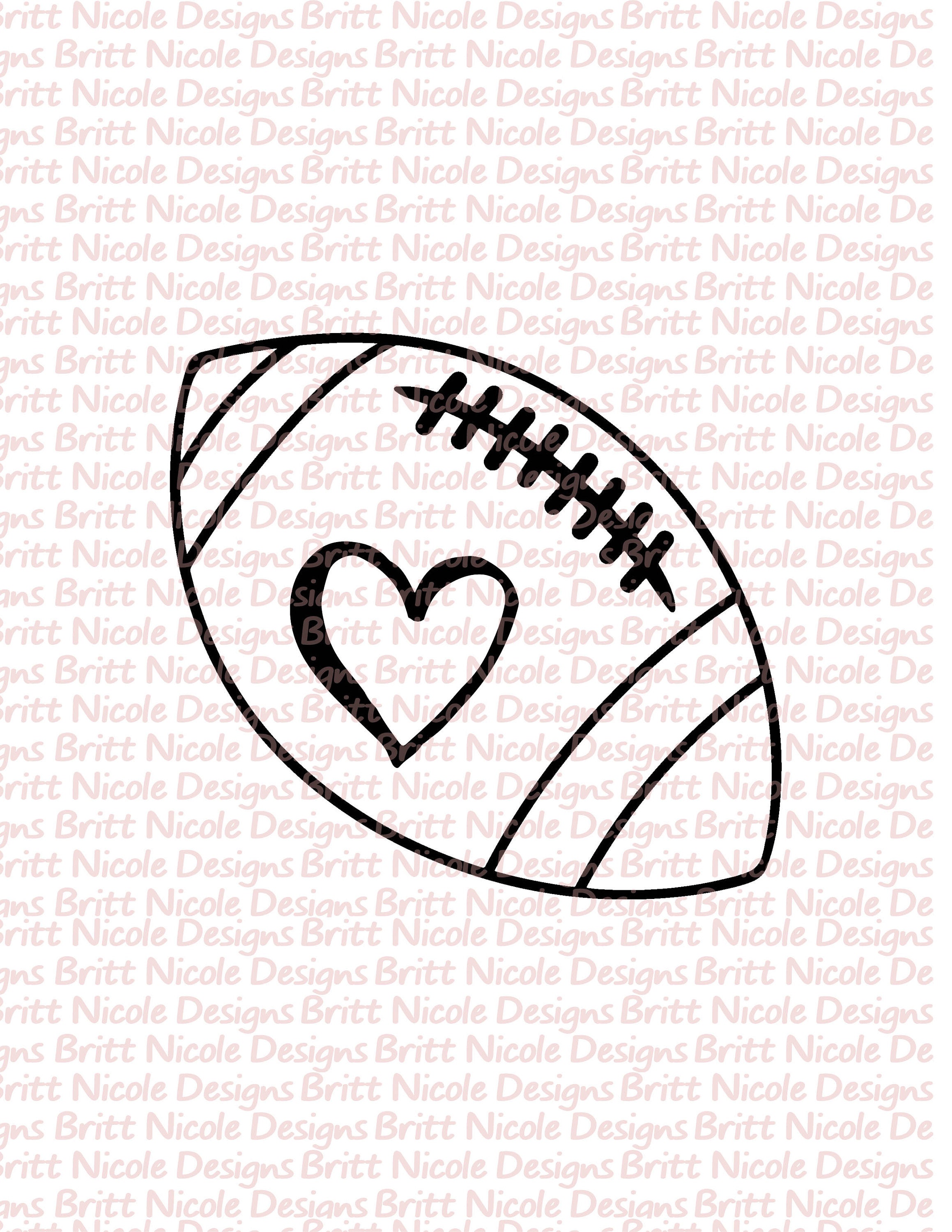 Football With Heart for Number Option, PNG File - Etsy