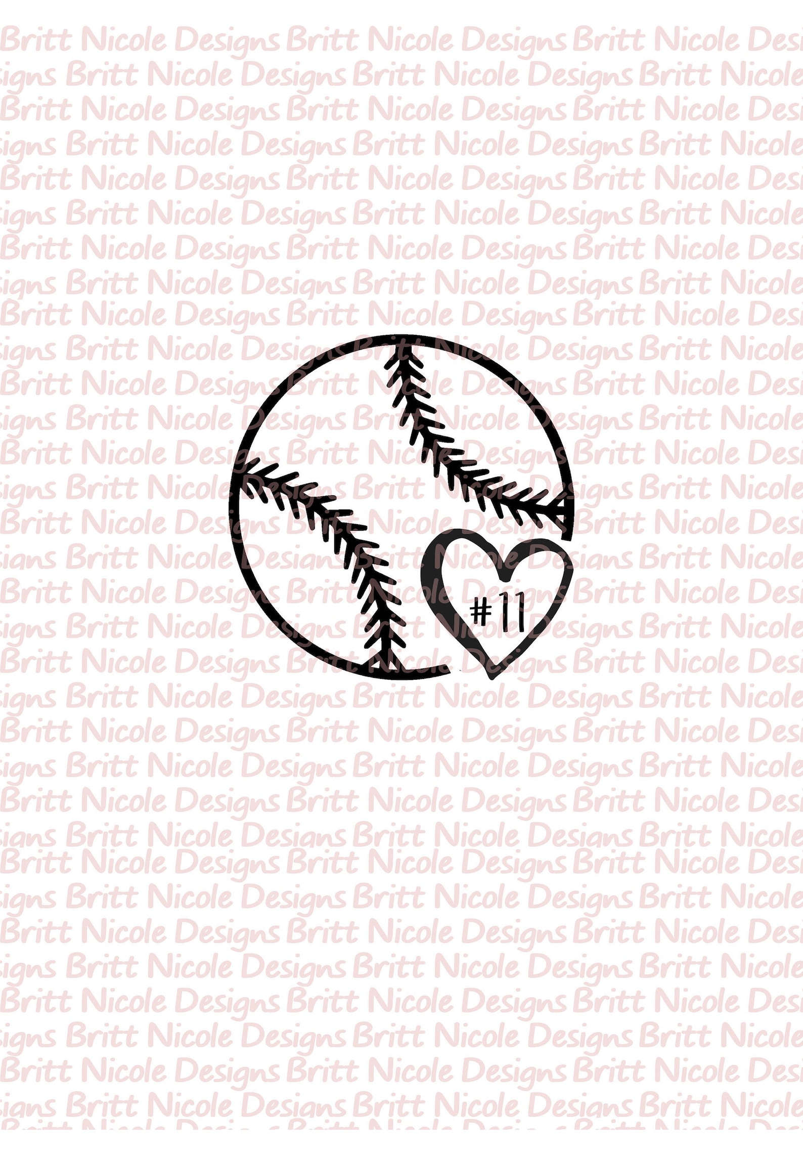 Baseball With Heart and Number Option, PNG File - Etsy