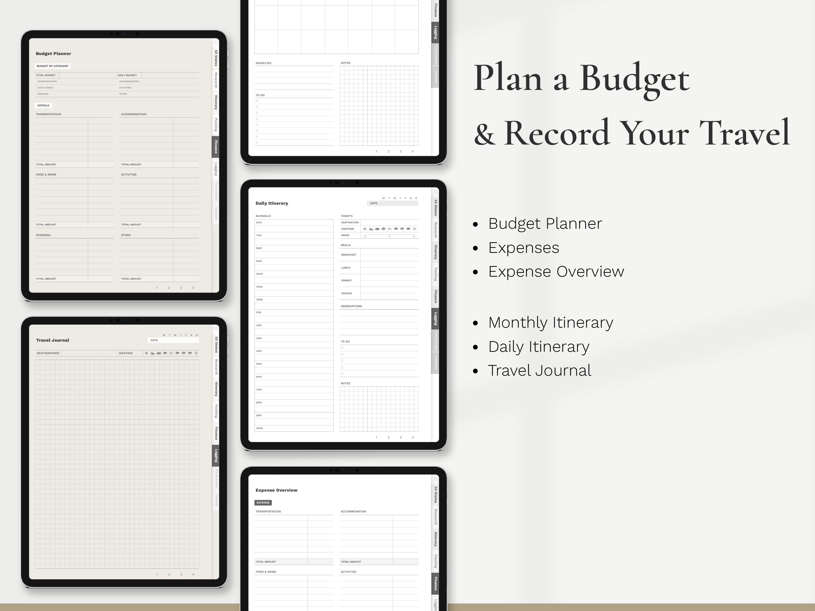 Digital USA Travel Planner, 50 States Challenge Map, iPad Travel ...