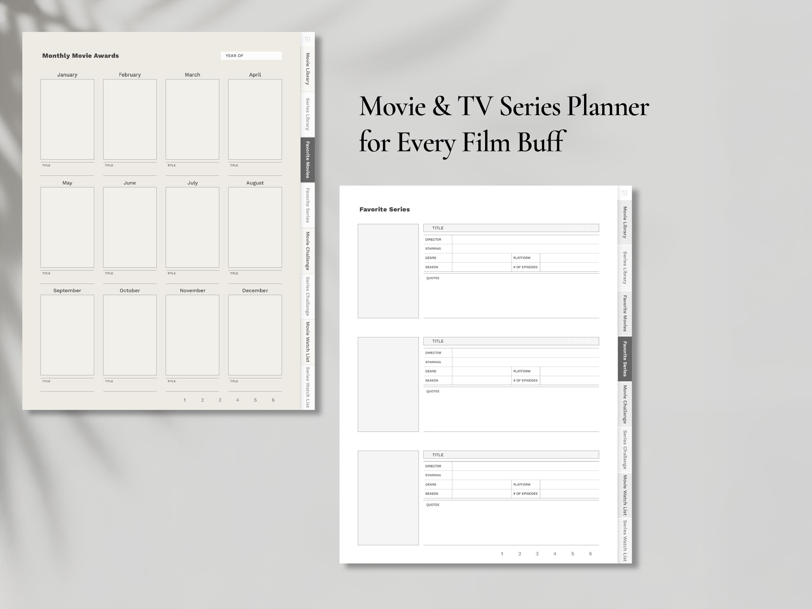 Digital Movie Planner, iPad TV Show Planner, Goodnotes Template ...