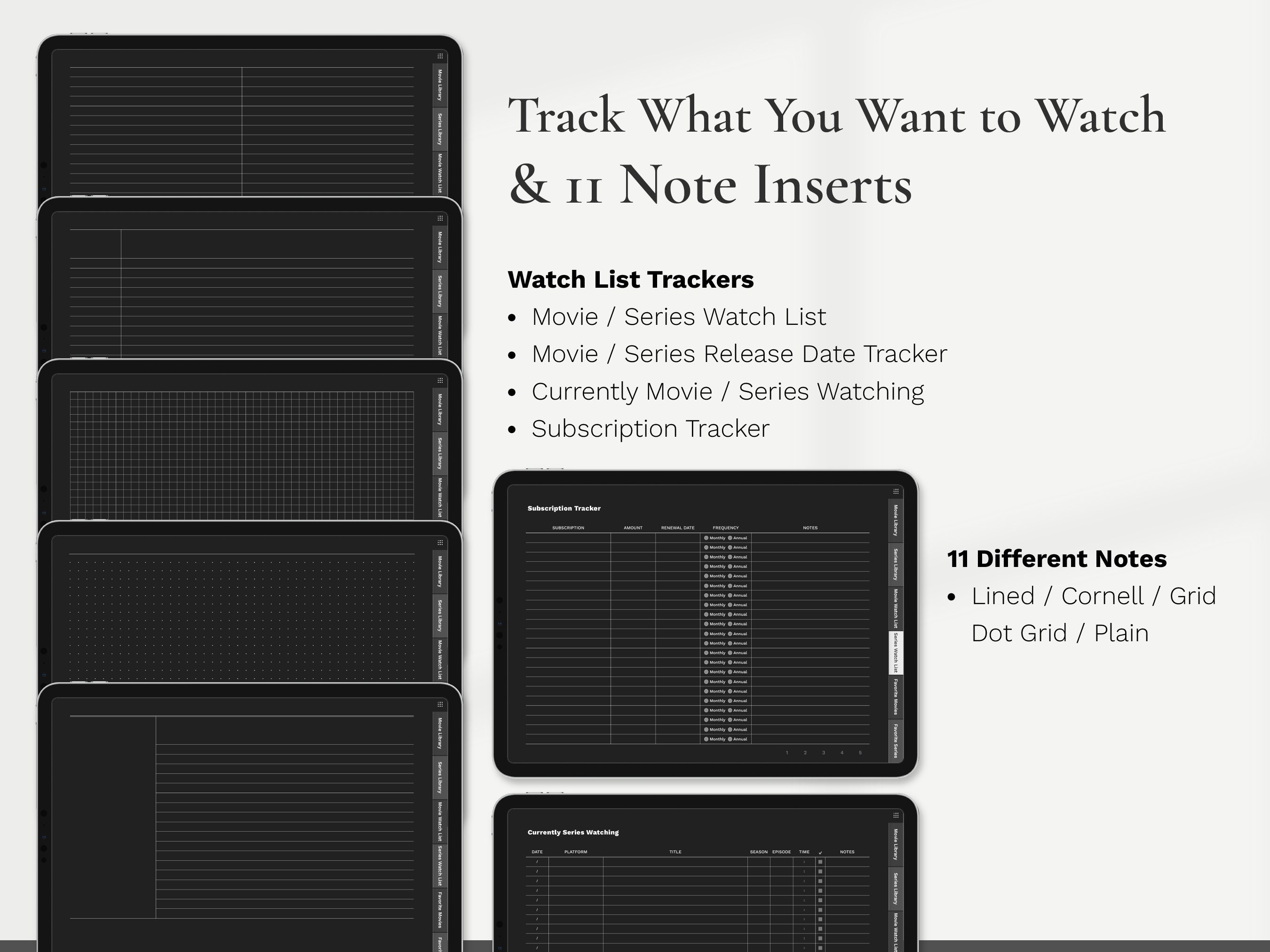Digital Movie Planner, iPad TV Show Planner, Goodnotes Template ...